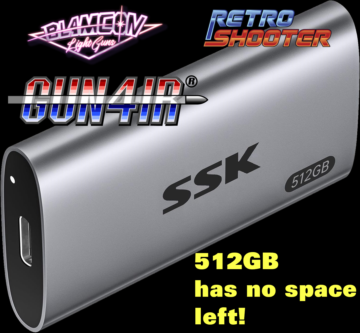512GB Plug-n-Play Lightgun drive (Blamcon, GUN4IR, Aimtrack, RetroShoo ...